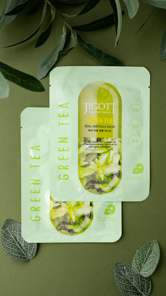 JIGOTT Mascarilla con Ampolleta Humectante con Extracto de Té Verde ...
